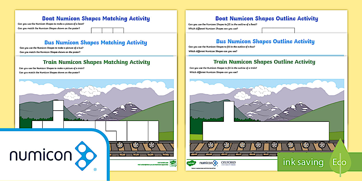 Transport-Themed Numicon Shape Matching and Outlines Pack